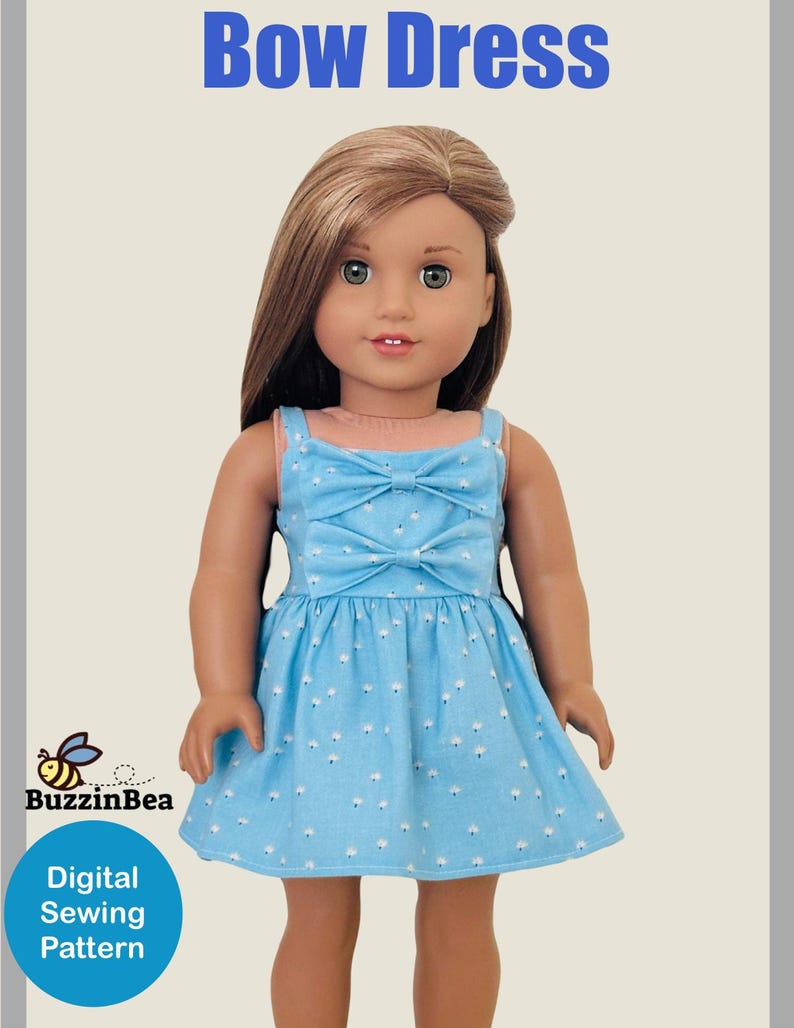Bow Dress for 18 Inch Dolls Pattern Fits Dolls Such as American Girl ...