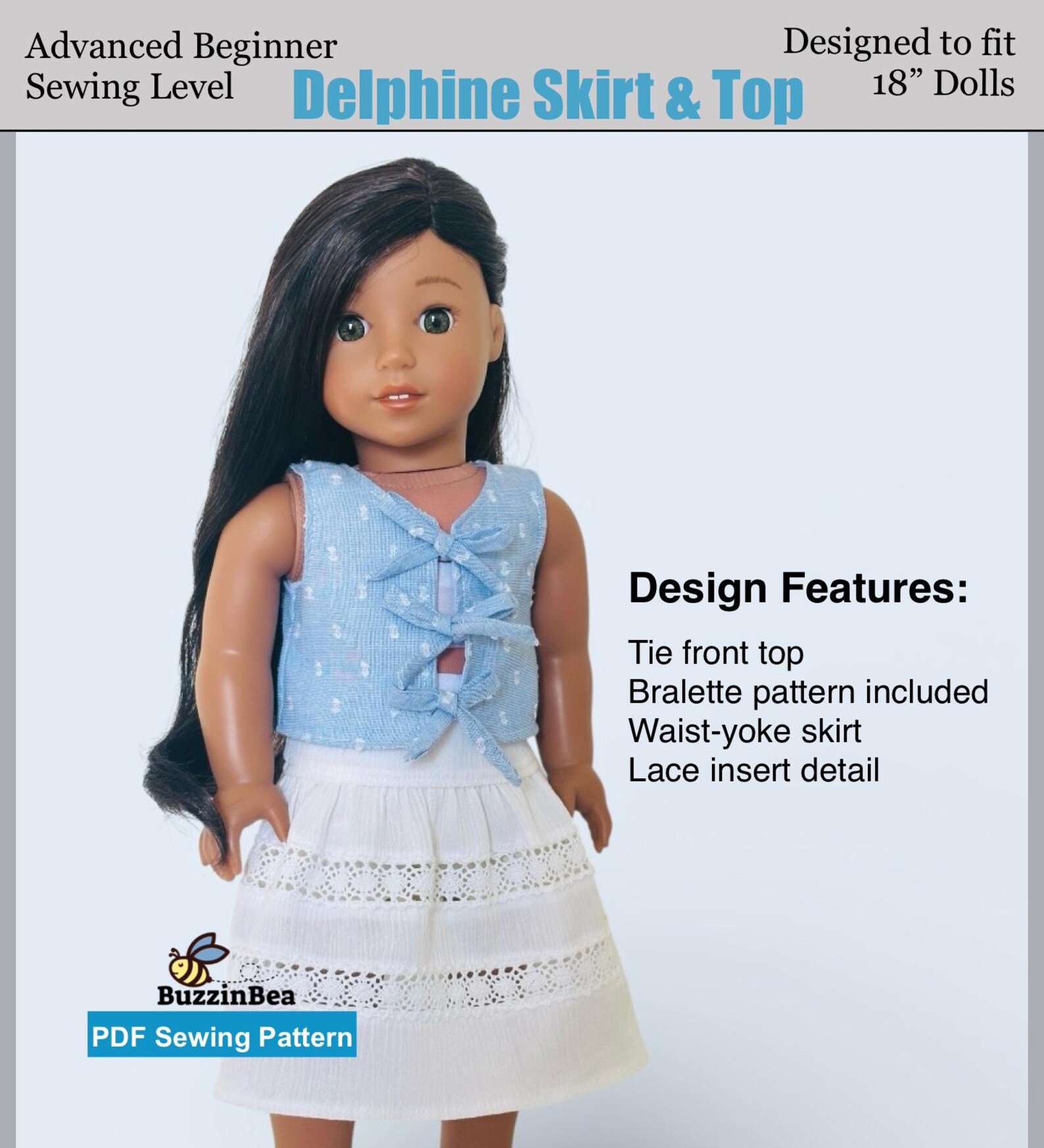 Delphine Skirt & Top Sewing Pattern for 18-inch Dolls (PDF Pattern) - Etsy