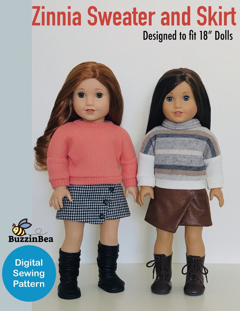 Doll Sweater and Skirt Sewing Pattern for 18-inch Dolls (PDF Pattern ...