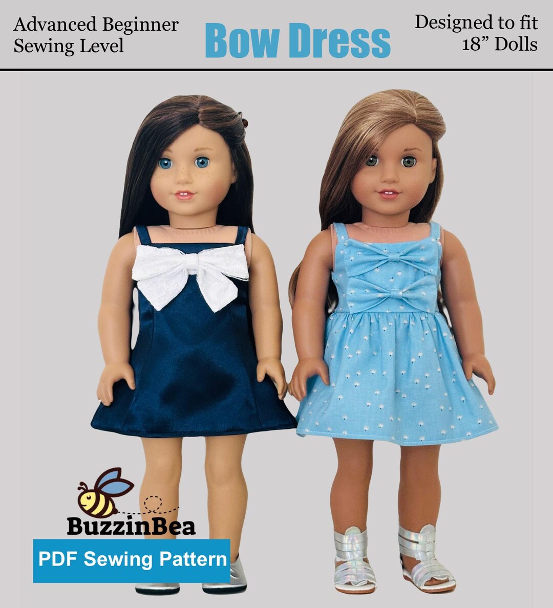 Bow Dress for 18 Inch Dolls Pattern Fits Dolls Such as American Girl ...