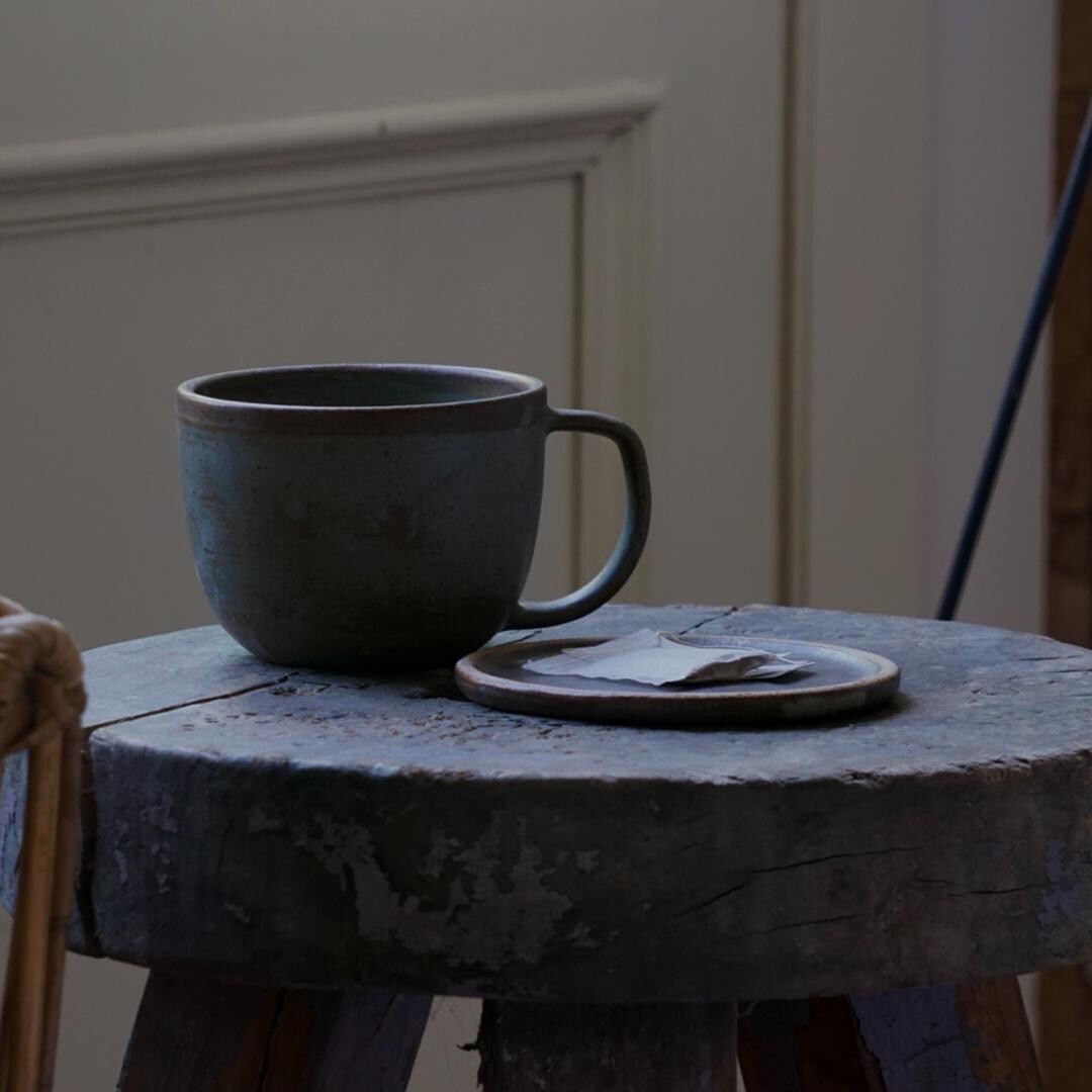 Granit Stoneware Mug With Lid | Handmade Ceramic Tea Cup 400ml | Rustic ...