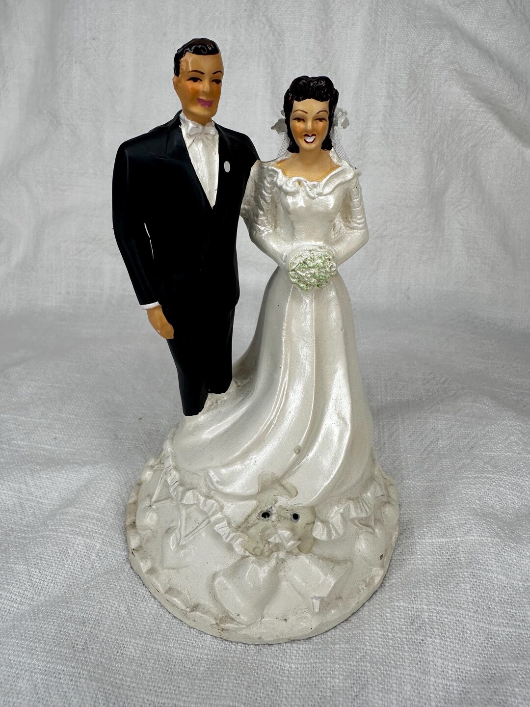 1950s Wedding Cake Topper Brunette Couple Chalkware Made in USA Vintage ...