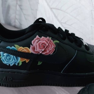 Black Nike Air Force Hand Painted Roses Personalised Size 5 - Etsy