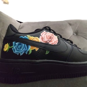 Black Nike Air Force Hand Painted Roses Personalised Size 5 - Etsy