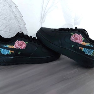 Black Nike Air Force Hand Painted Roses Personalised Size 5 - Etsy
