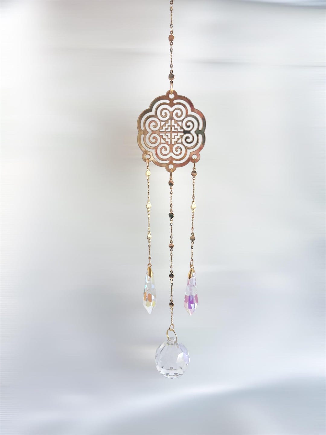 Gold Hmong Motif Suncatcher, Glass Crystals, Car Charm - Etsy
