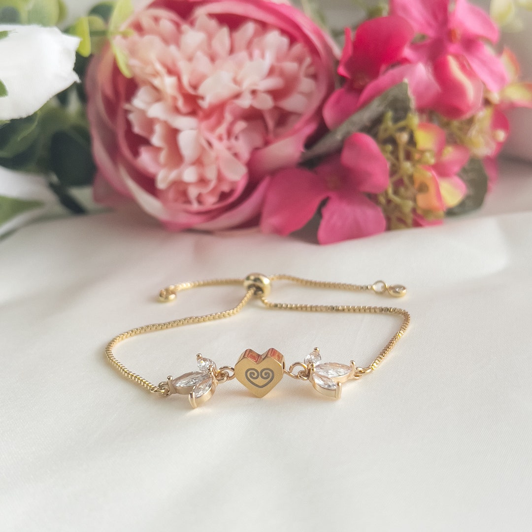 Hmong Heart Motif Charm Bracelet, Cubic Zirconia Charm Bracelet ...