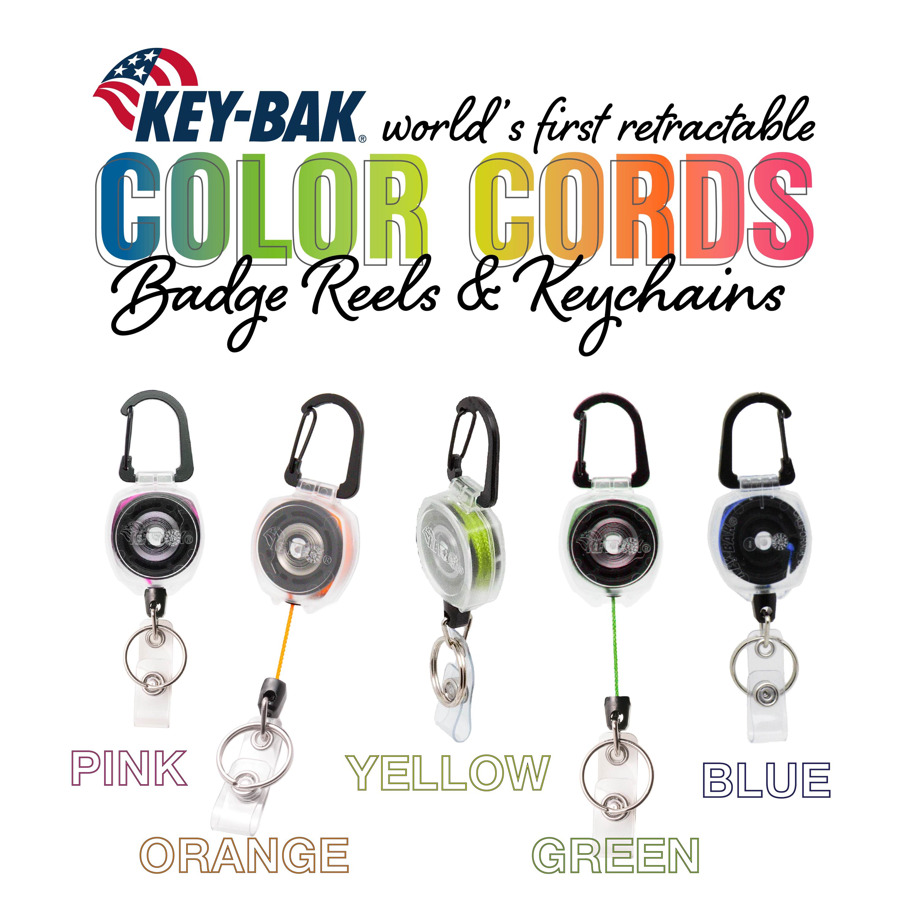 World's First VIBRANT COLORED Cords! Retractable ID Badge Reel Keychain ...