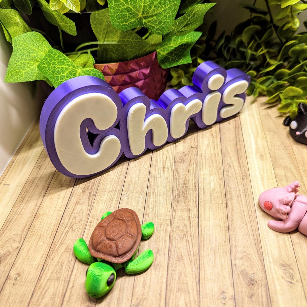 Personalised Curvy Nameplate - 3D Printed Name Stand - Unique Color ...