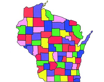 County Map - Art Print - Etsy