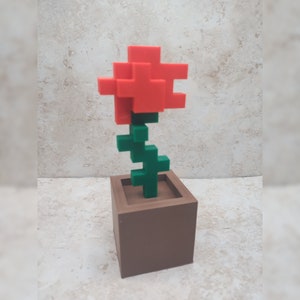 Rose Pixelated Flowers | Minecraft Style Rose | 3D Printed | Custom ...