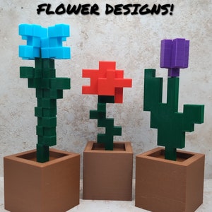 Rose Pixelated Flowers | Minecraft Style Rose | 3D Printed | Custom ...