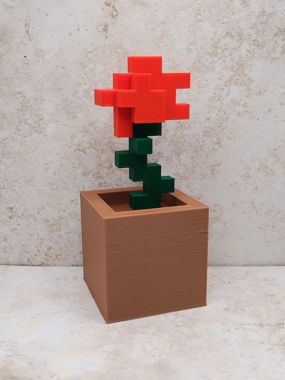 Rose Pixelated Flowers Minecraft Style Rose 3D Printed - Etsy