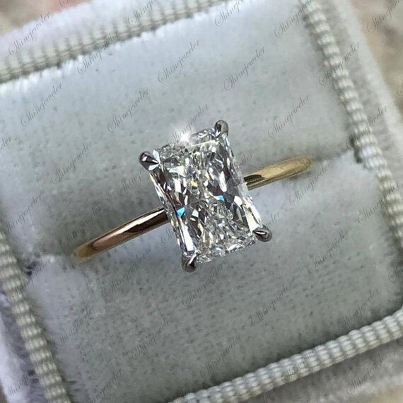 Radiant Cut Moissanite Engagement Ring Radiant Cut Engagement - Etsy