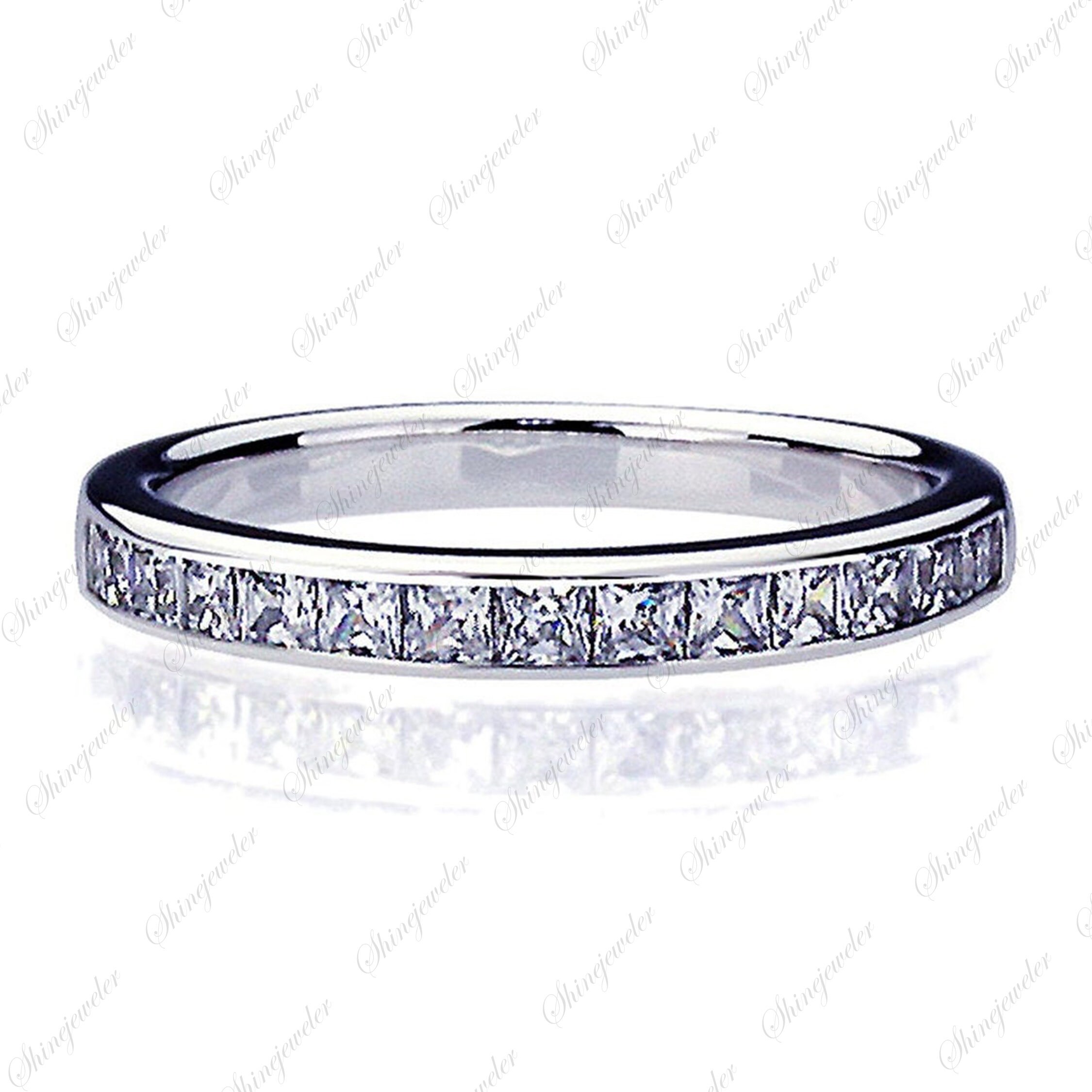 Princess Cut Half Eternity Ring Wedding Ring Stacking Ring - Etsy