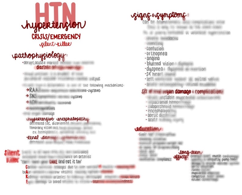 HYPERTENSION and HYPERTENSIVE CRISIS for Nurses - Digital Download - Etsy