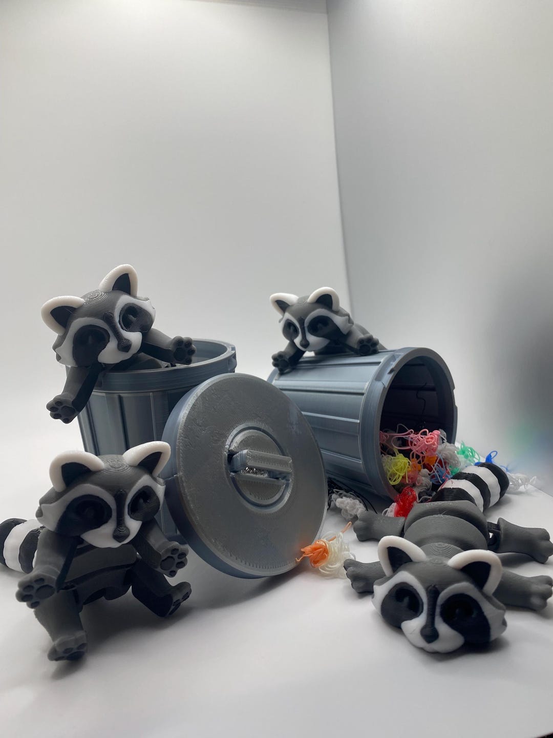 Articulated 3D Printed Raccoon and Trashcan - Etsy