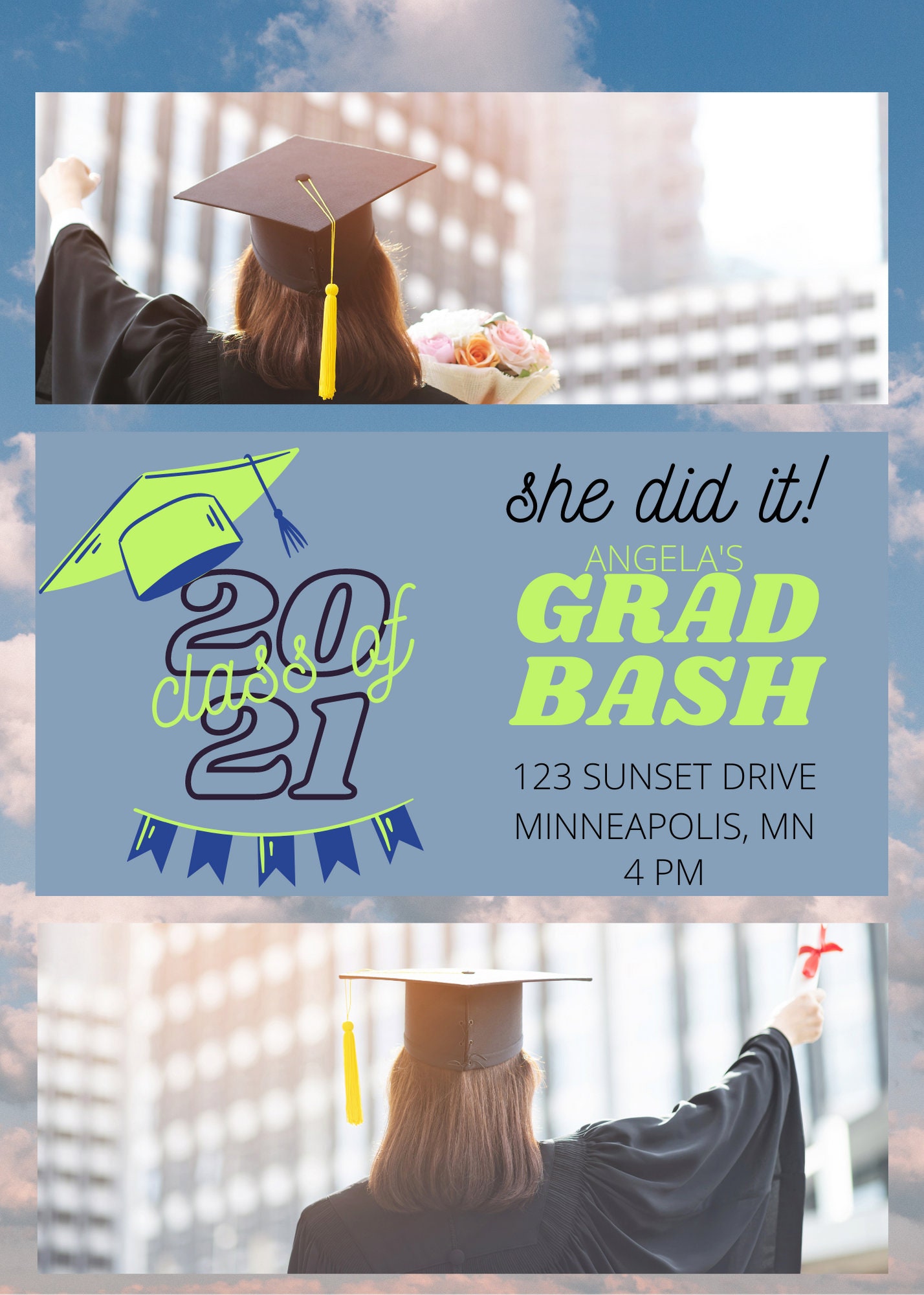 2021 Graduation Invitation Template | Printable | Editable | GRAD PARTY ...