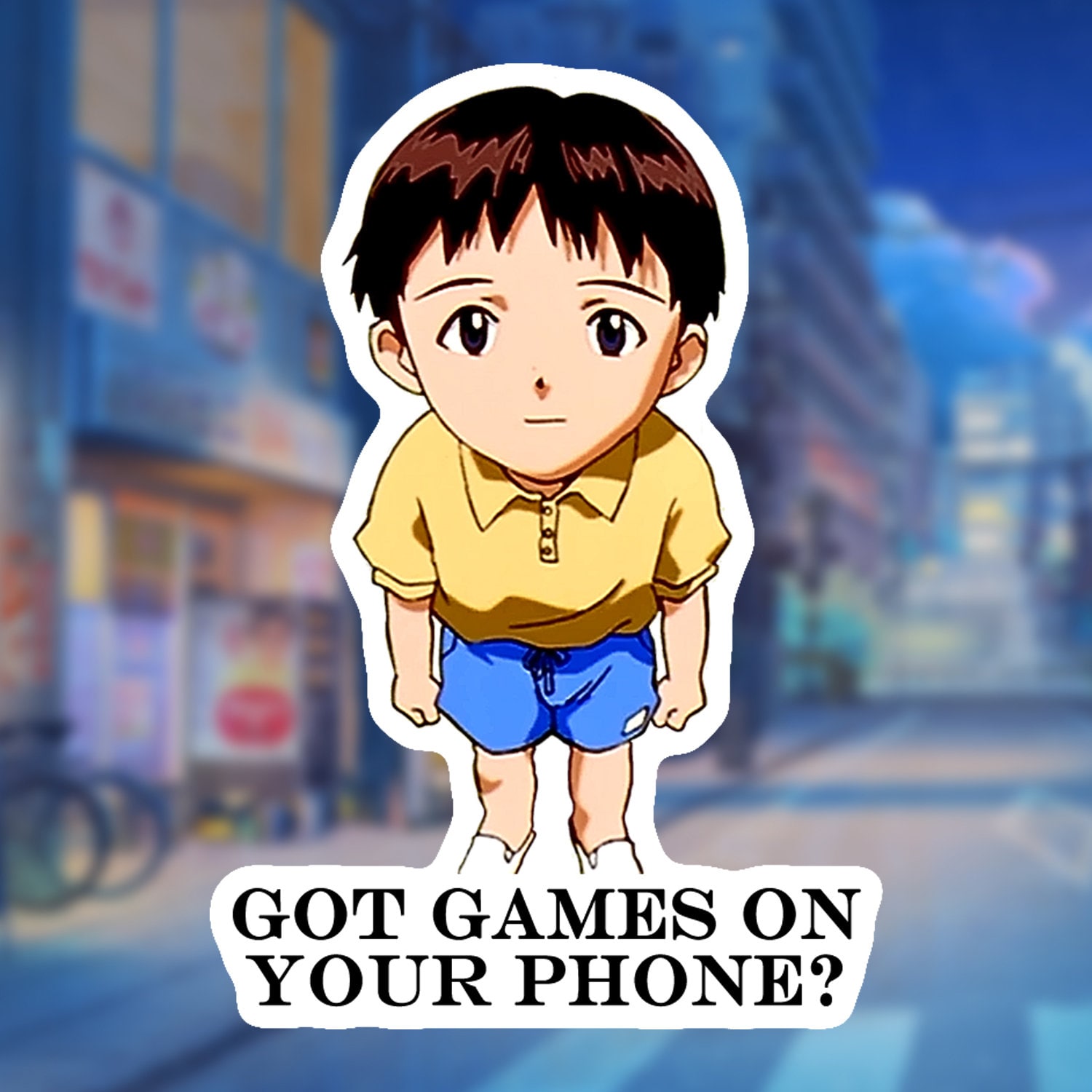 Shinji Ikari Got Games on Your Phone Sticker - Etsy