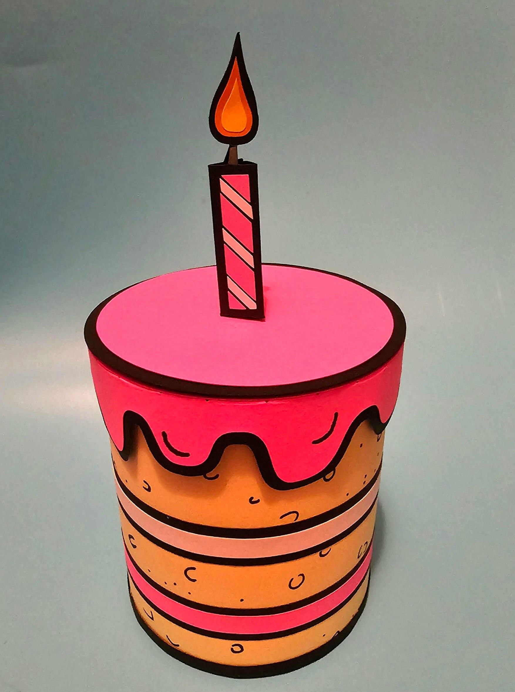 Cartoon Cake Pringles Can Treat Box SVG File: 3D Papercraft (digital ...