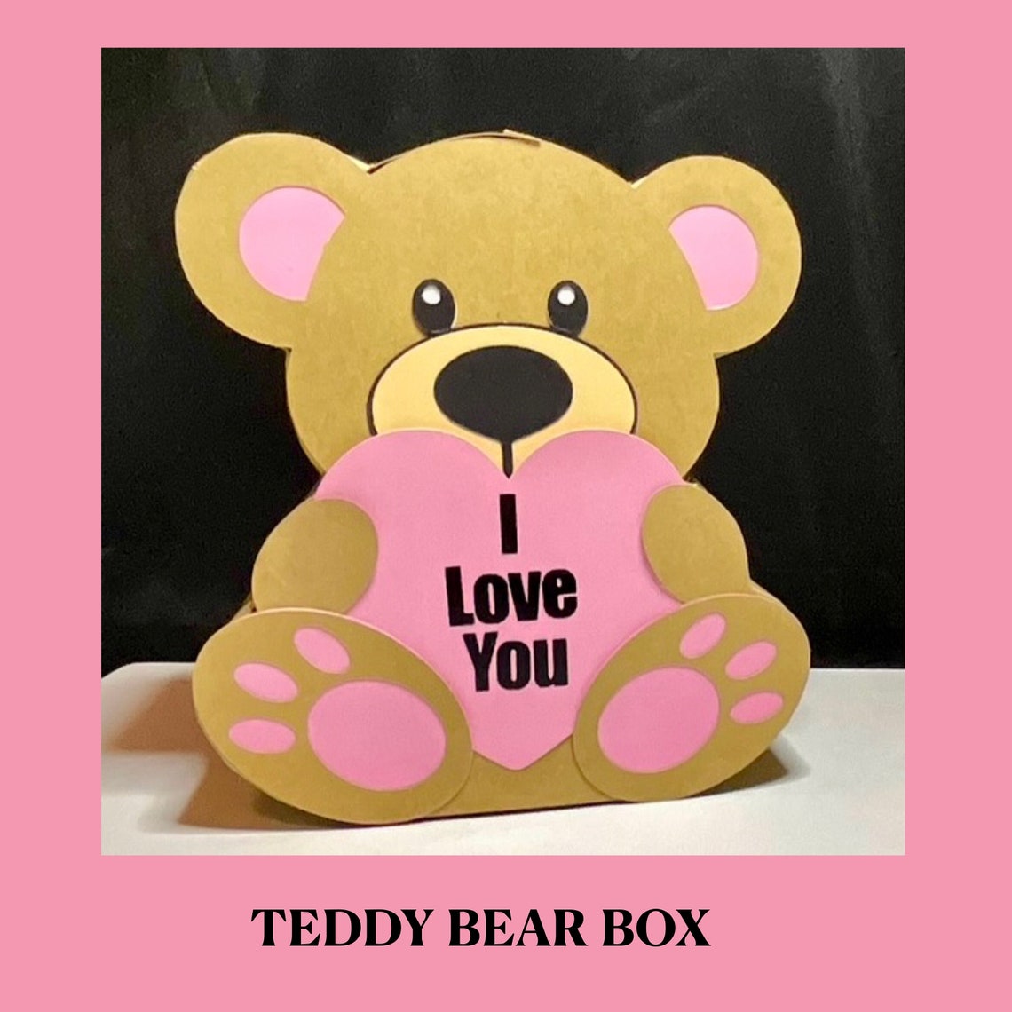 Valentines Day Teddy Bear Heart Treat Box SVG & PNG - Adorable DIY for ...