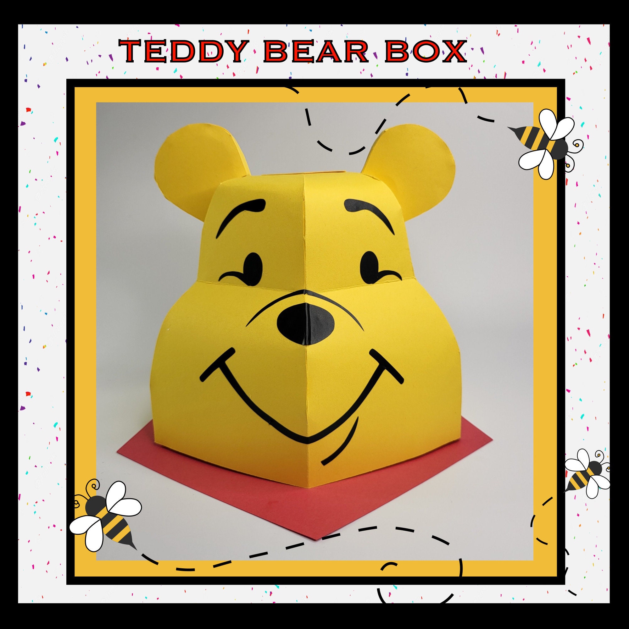 3D Yellow Bear Box SVG/ PNG Digital Download File. Assembly ...