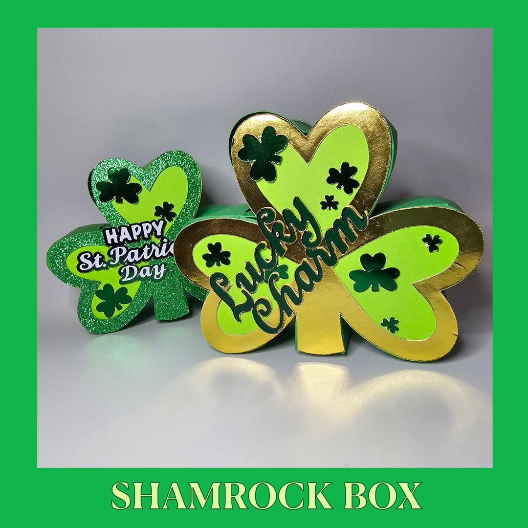 3D Shamrock Treat Box SVG: St. Patrick's Day Paper Craft (digital ...