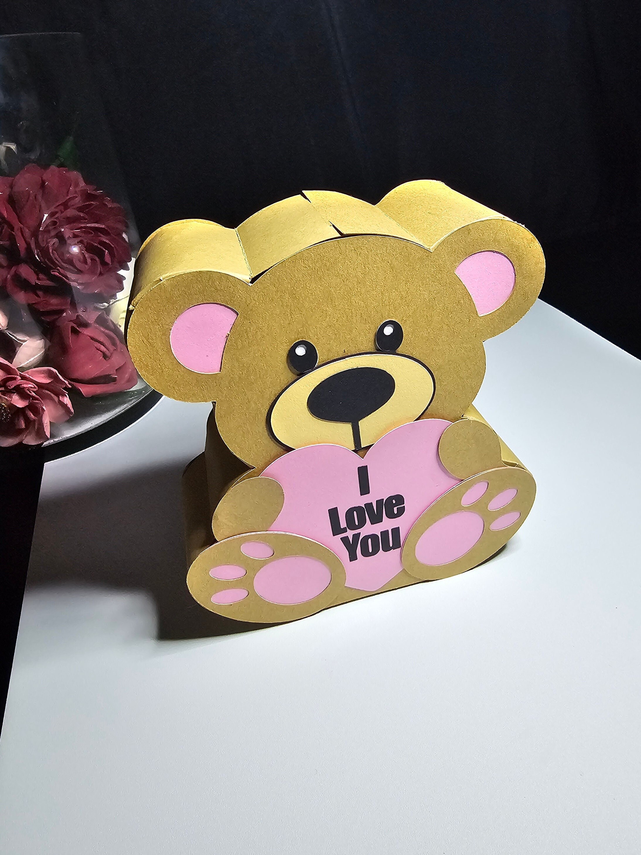 Valentines Day Teddy Bear Heart Treat Box SVG & PNG - Adorable DIY for ...