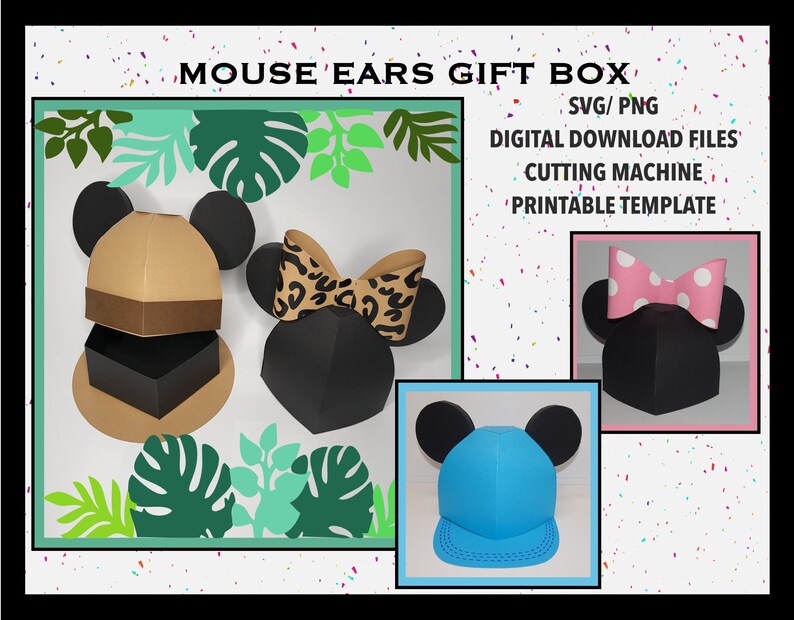 3D Mouse Ears Gift Box SVG/ PNG Digital Download File. - Etsy