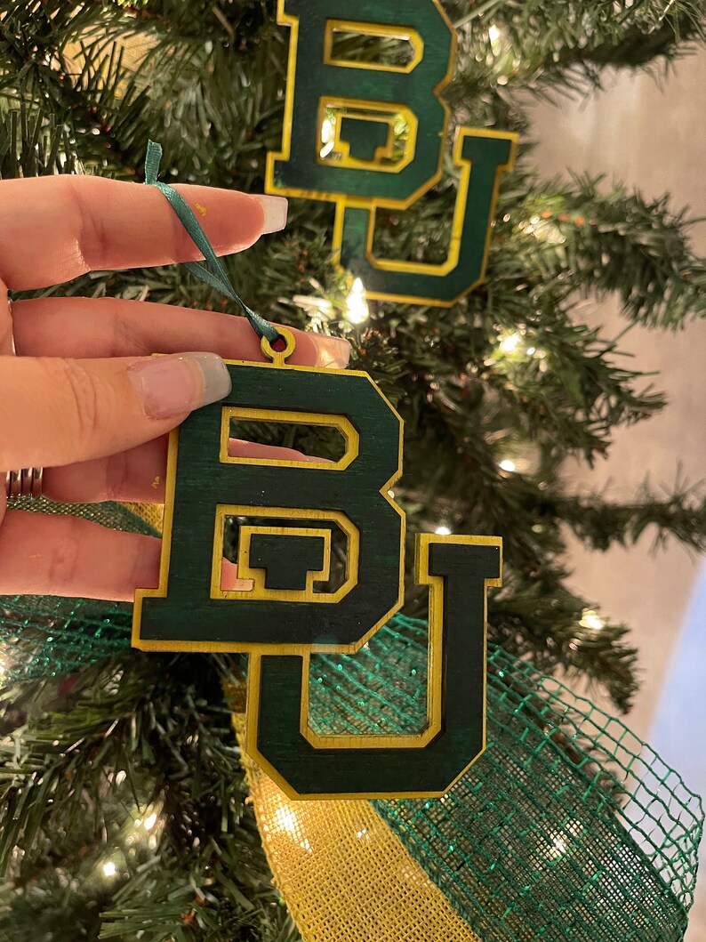 Rustic Painted Wood Baylor University Ornament - Etsy