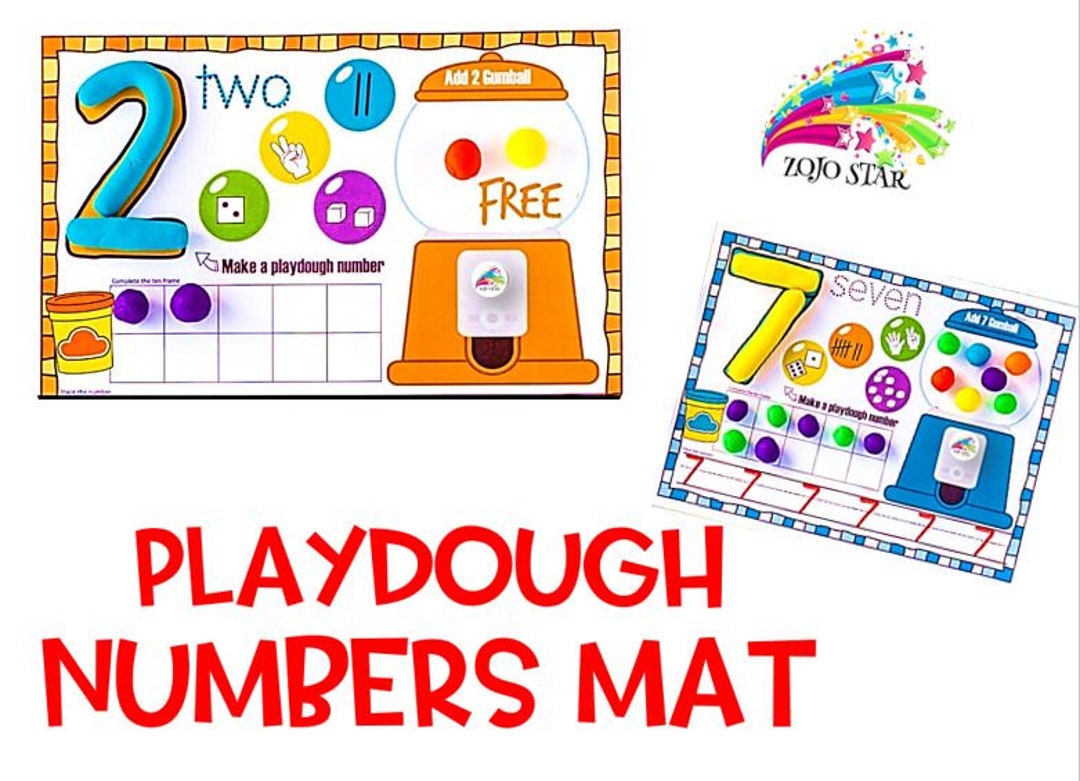 Gumball Number Playdough Mats - Etsy