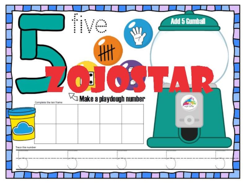 Gumball Number Playdough Mats - Etsy