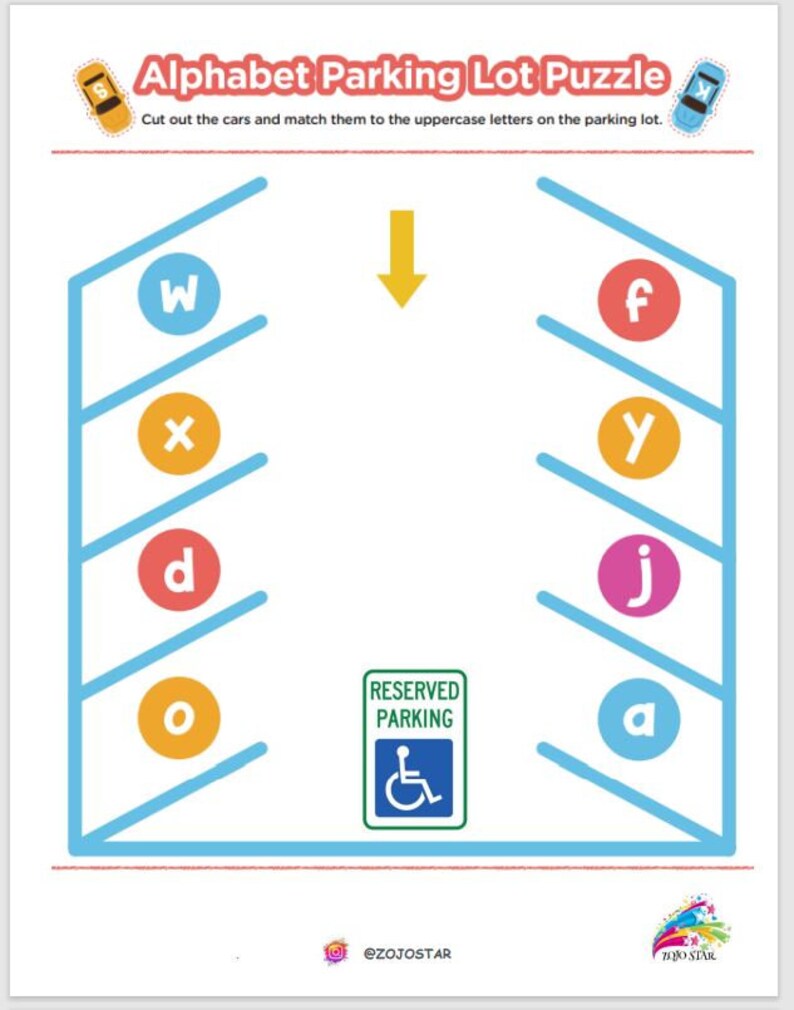 Alphabet Parking Lot: Uppercase and Lowercase - Etsy