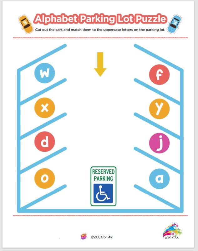Alphabet Parking Lot: Uppercase and Lowercase - Etsy