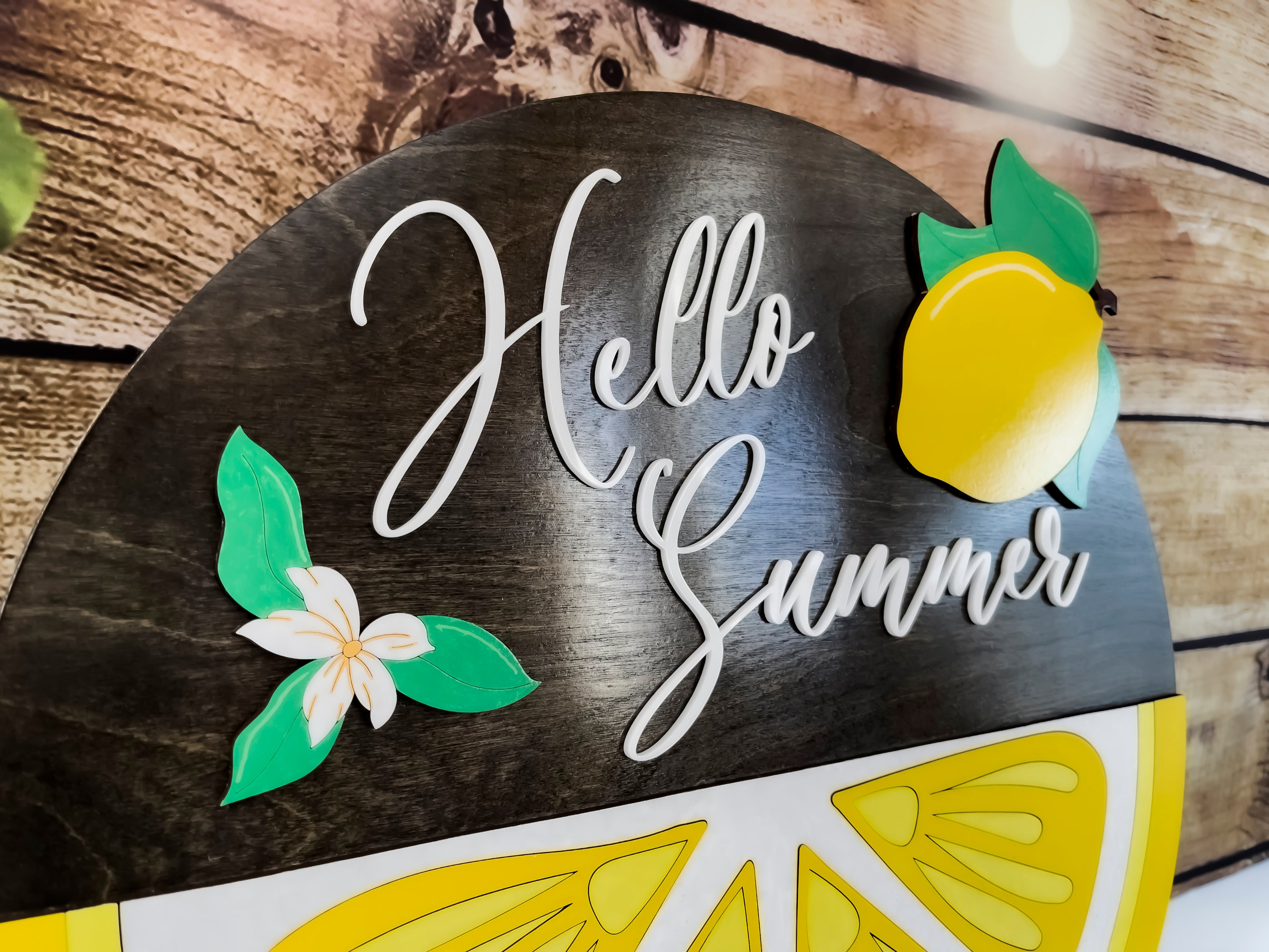 Hello Summer Lemon Door Hanger Sign SVG Glowforge Laser Cut | Etsy