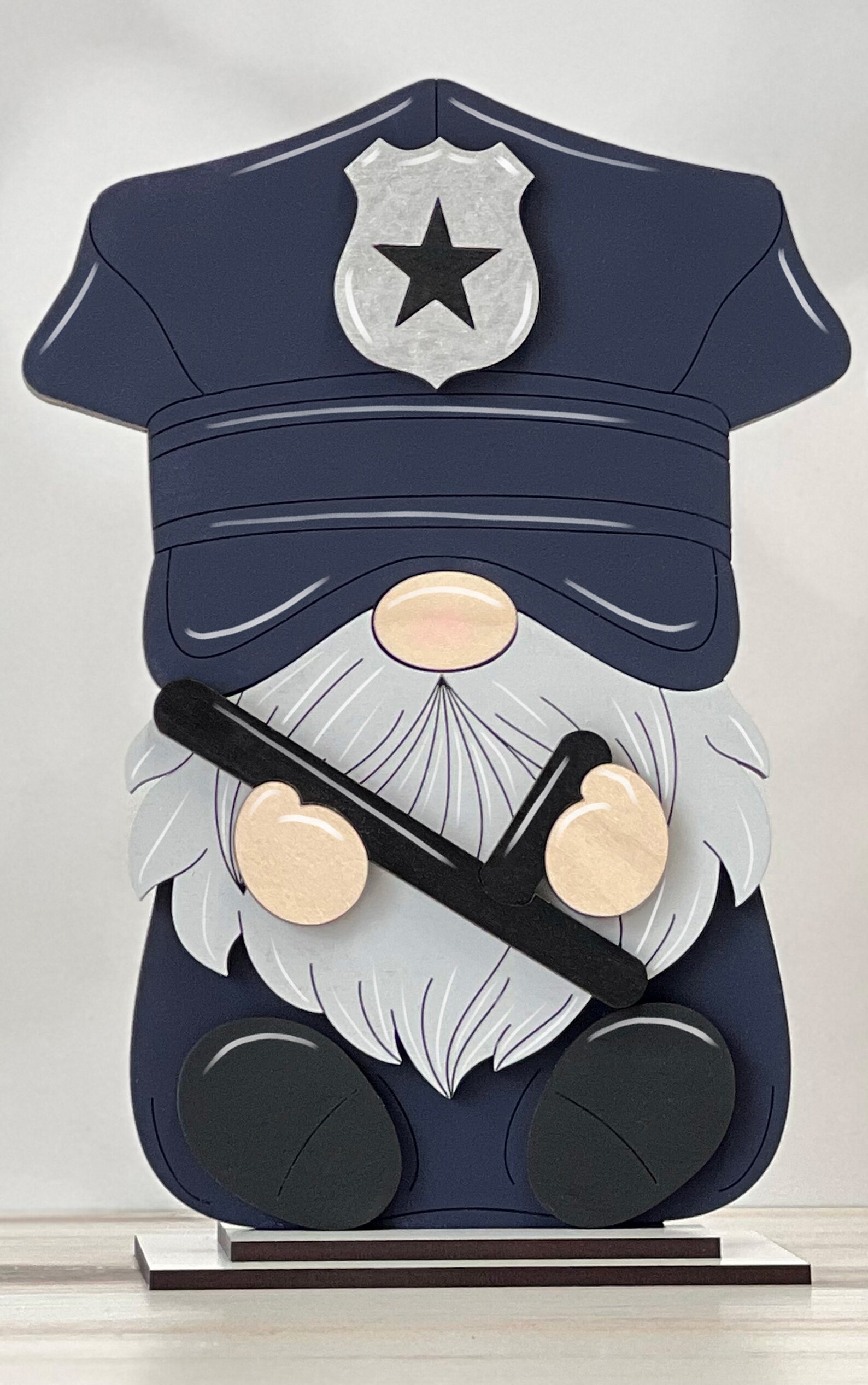 Police Gnome Shelf Sitter Glowforge SVG Digital Laser Cut File First ...