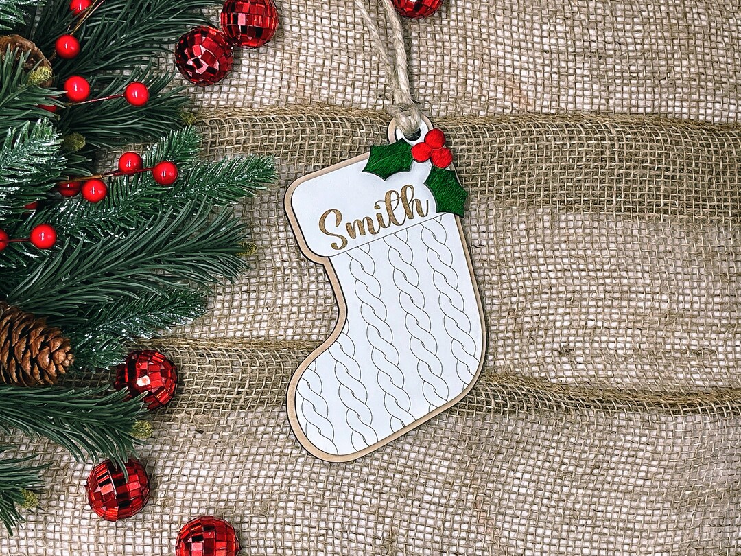 Cable Knit Christmas Stocking Ornament File | Glowforge SVG Digital ...
