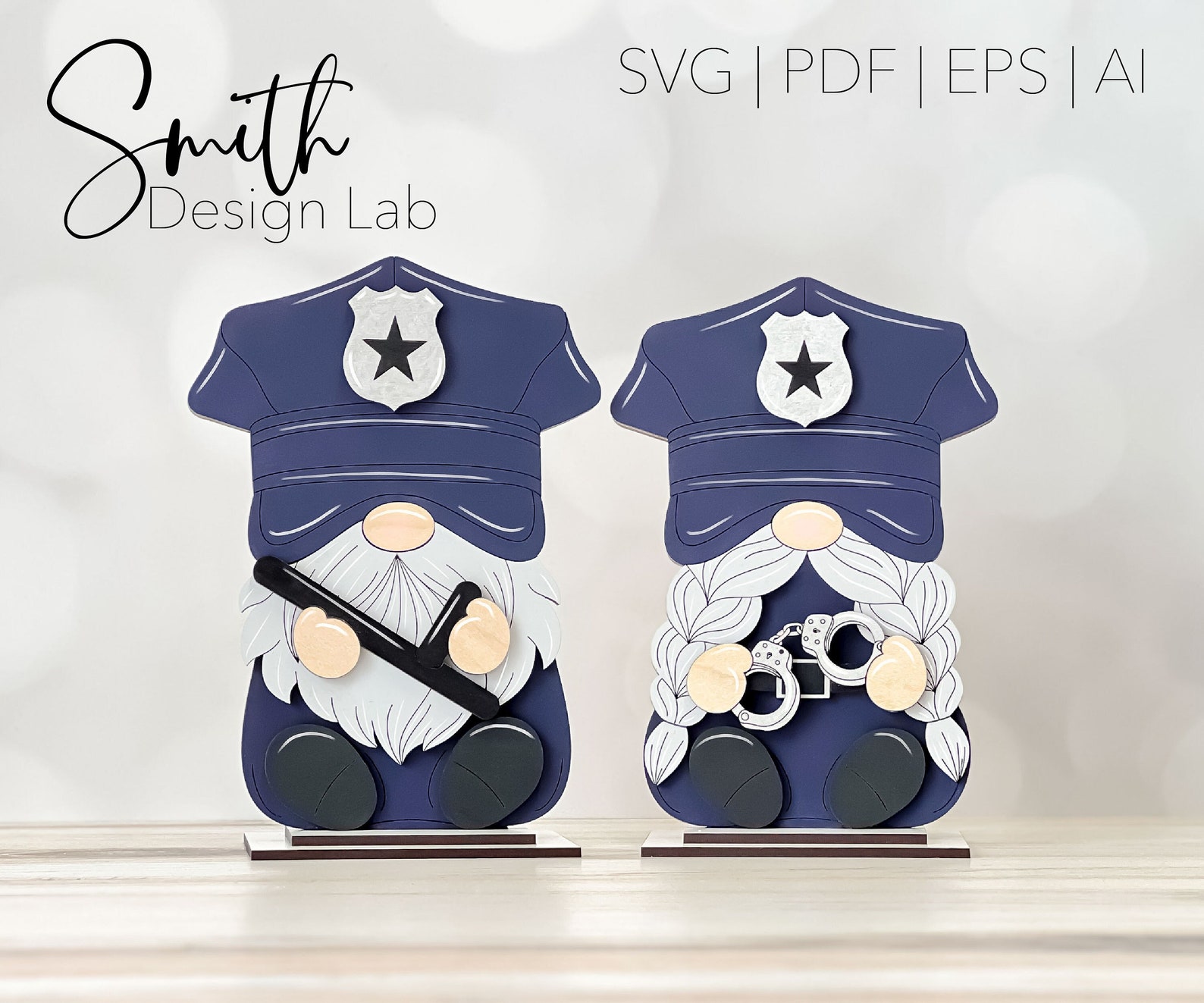 Police Gnome Shelf Sitter Glowforge SVG Digital Laser Cut File First ...