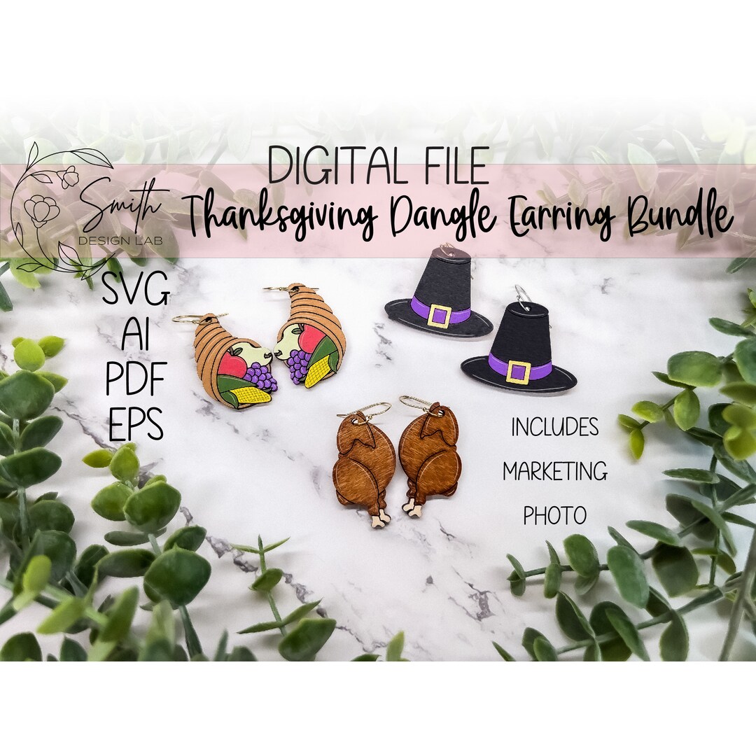 Thanksgiving Fall Autumn Earring Bundle Cornucopia Pilgrim Hat Turkey ...