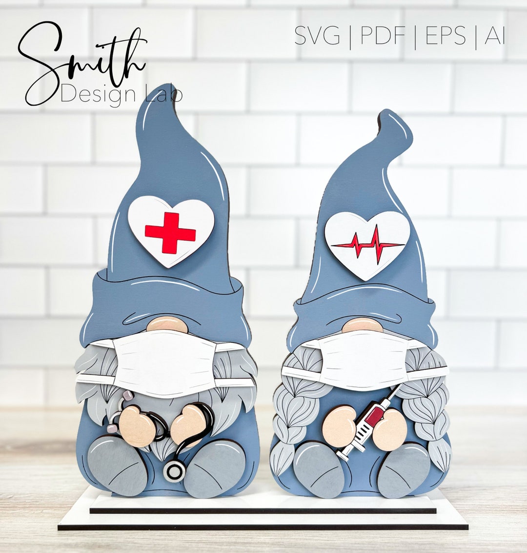 Nurse Gnomes Shelf Sitter Glowforge Digital SVG Laser Cut File Health ...