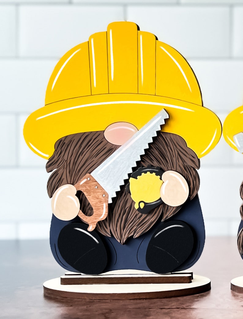 Construction Worker Builder Gnome Shelf Sitter Glowforge SVG Digital ...