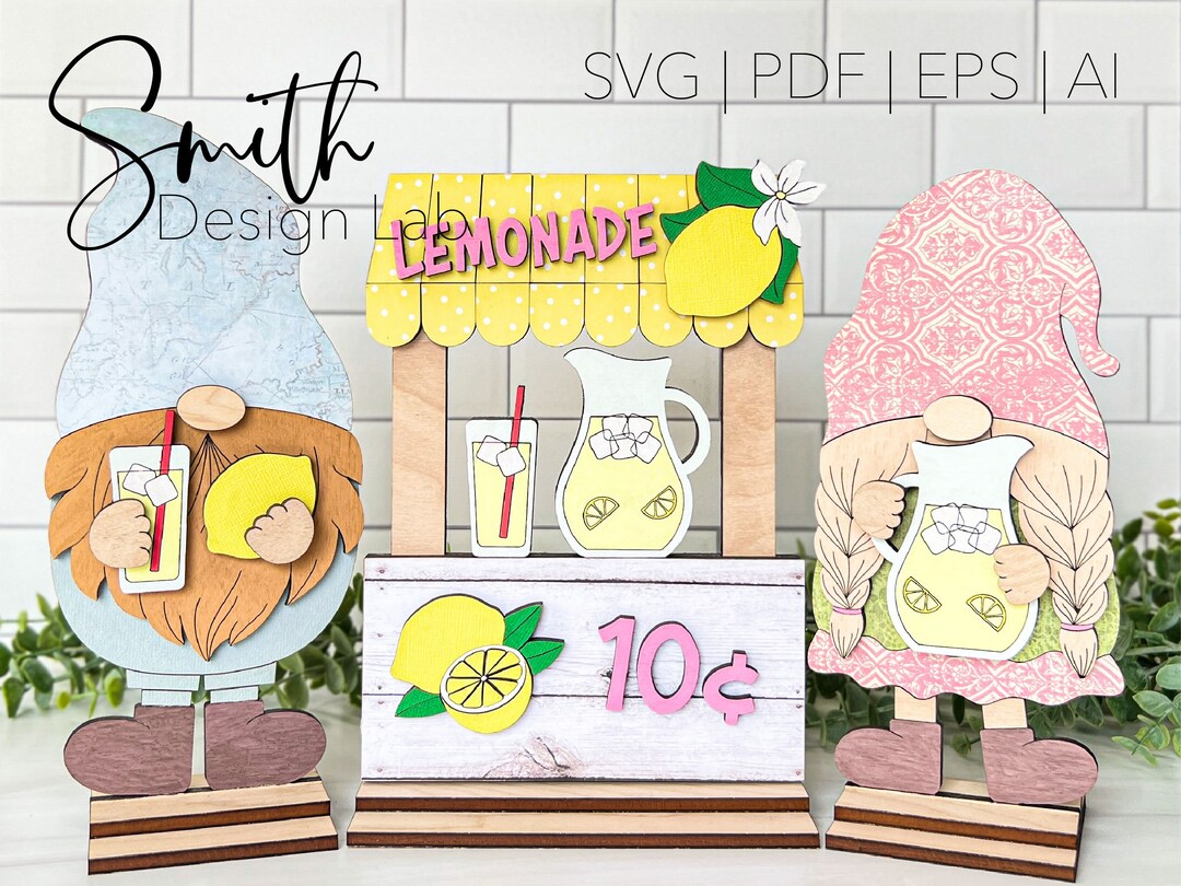 Lemonade Stand Gnomes | Glowforge Digital SVG Laser Cut File | Smithdesignlab - Etsy