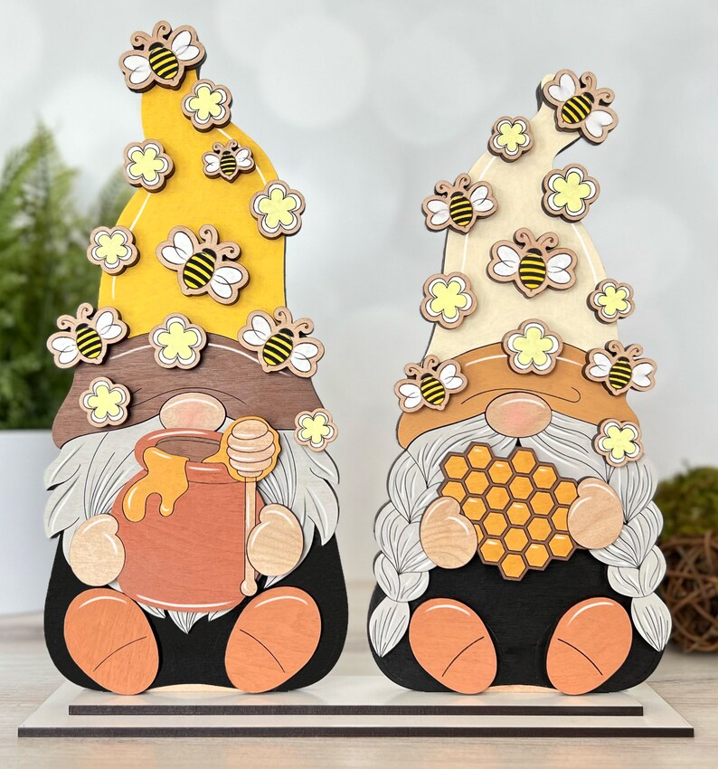 Honey Bee Gnome Shelf Sitter Glowforge SVG Digital Laser Cut - Etsy