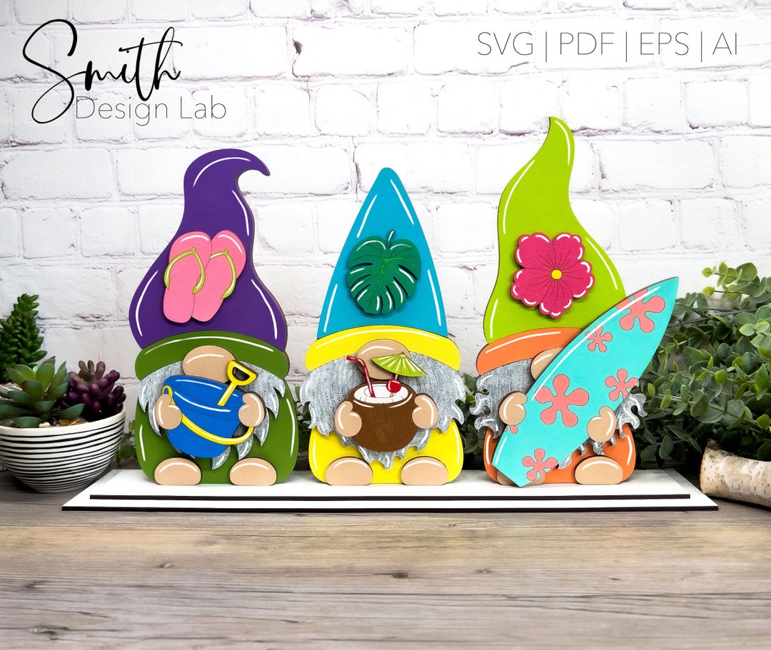 Summer Beach Standing Gnome File | Glowforge Digital SVG Laser Cut File ...