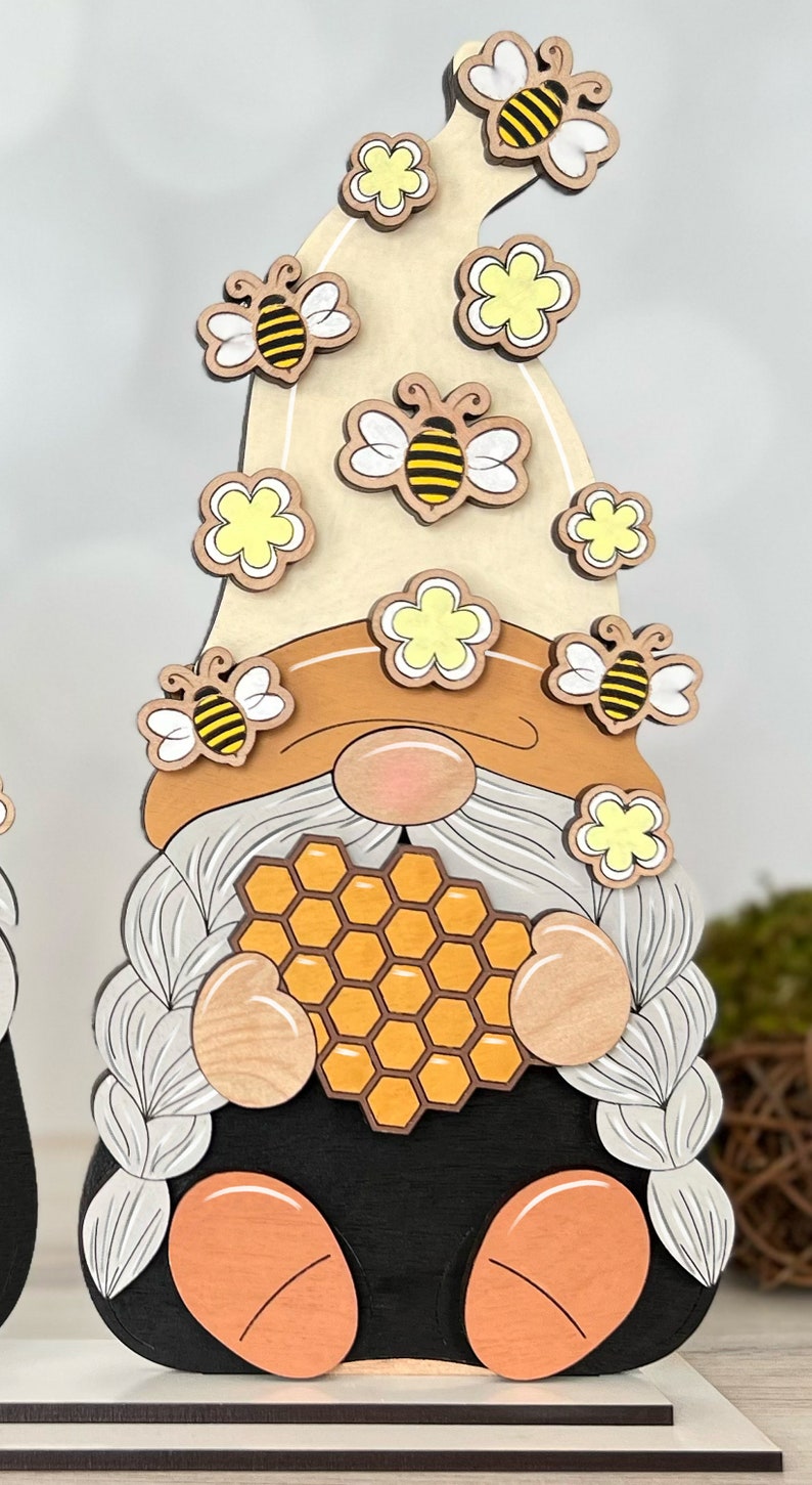 Honey Bee Gnome Shelf Sitter Glowforge SVG Digital Laser Cut - Etsy