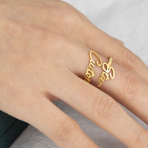 Two Name Ring - Etsy
