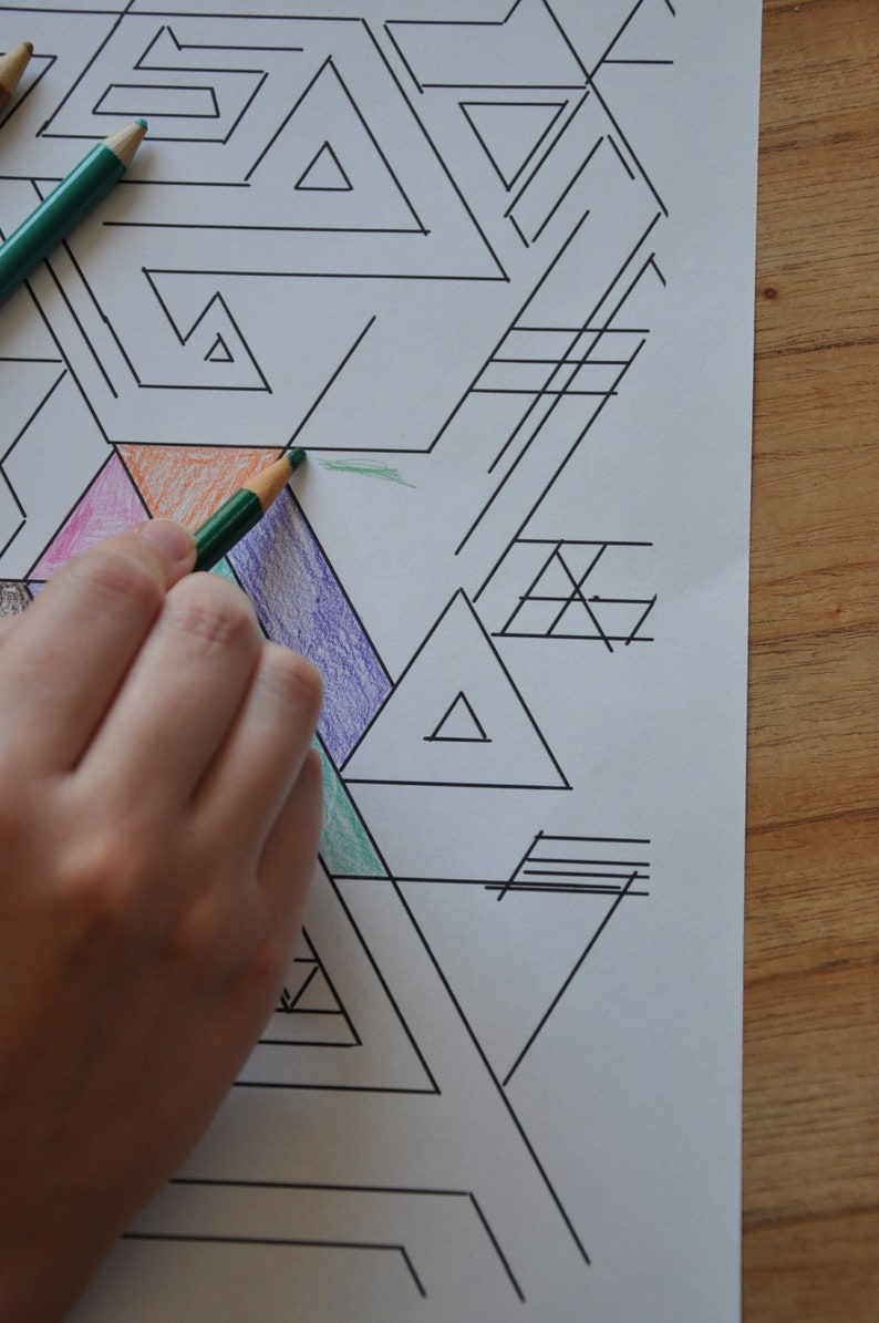 Printable Triangles Coloring Page - Etsy