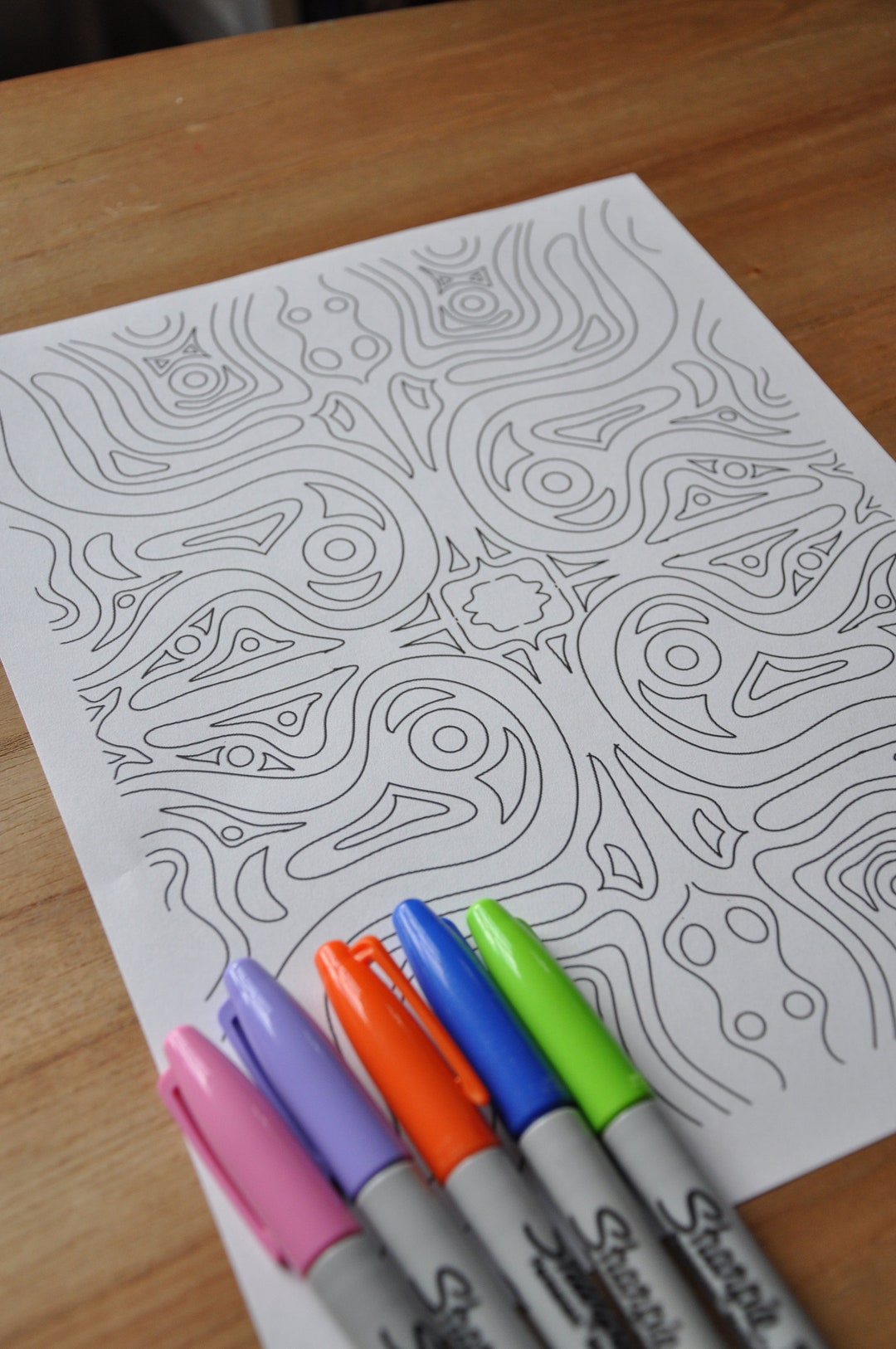 Printable Squiggle Abstract Coloring Page - Etsy