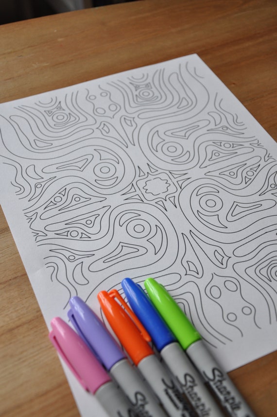 Printable Squiggle Abstract Coloring Page - Etsy