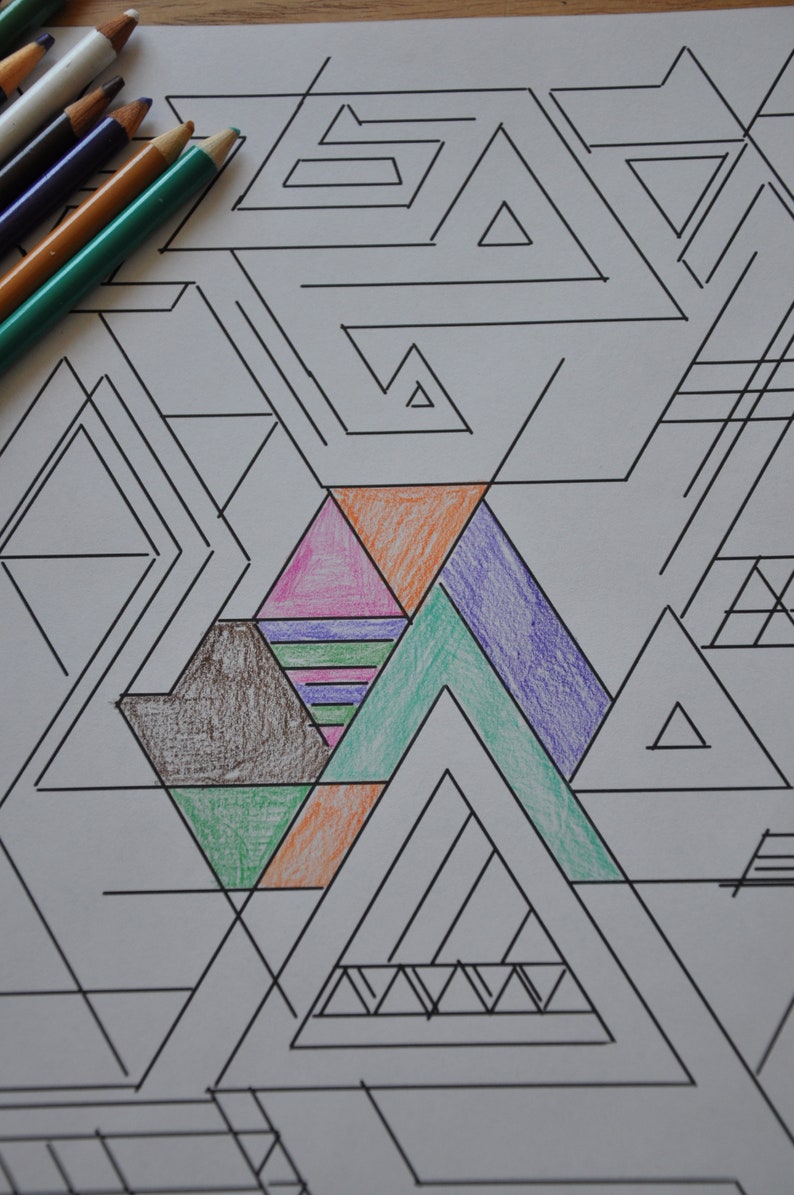 Printable Triangles Coloring Page - Etsy
